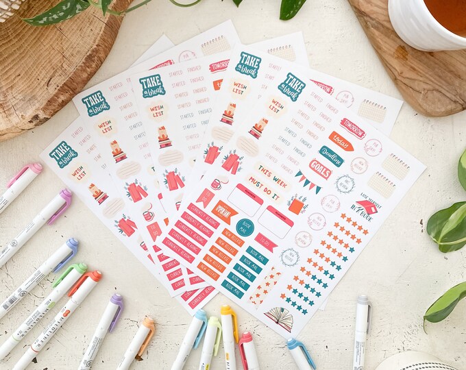 Planner Sticker Sheets, Set of Planner Stickers, Reading Planner ...