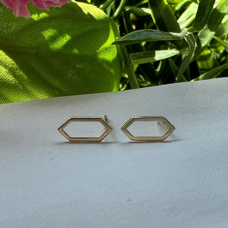 Hexagon Stud Earrings - Etsy