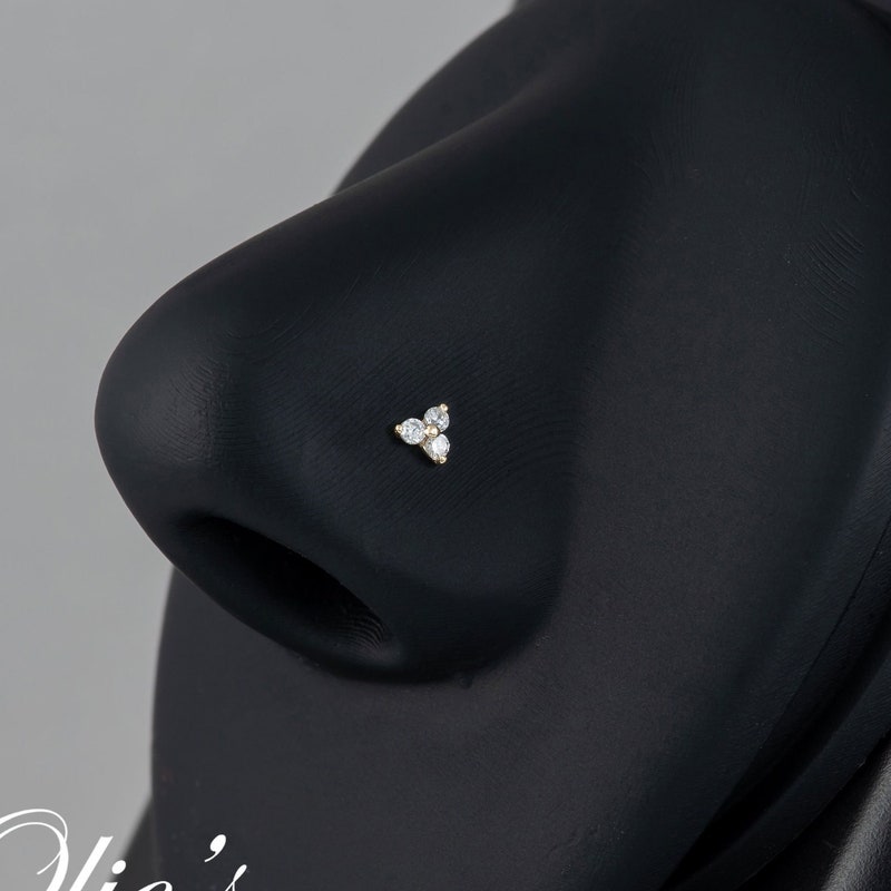 3 Stud Triangle Nose Ring - Etsy