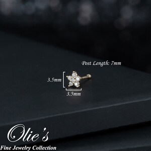 14k Yellow Gold Daisy Flower Nose Ring, Nose Piercing Stud, Dainty ...