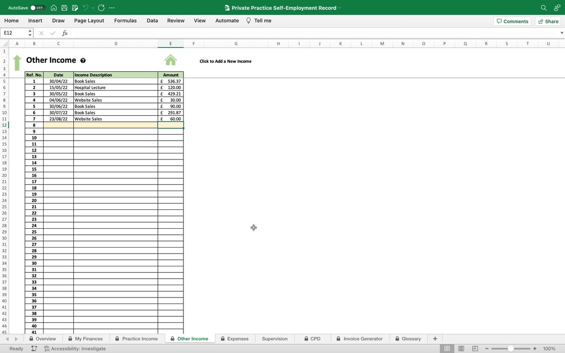Private Practice Self-employment Record | Counselling and Psychotherapy ...