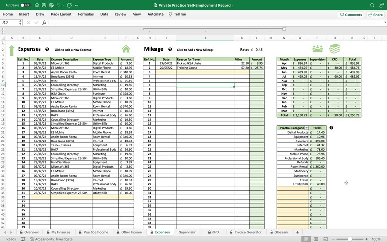 Private Practice Self-employment Record | Counselling and Psychotherapy ...