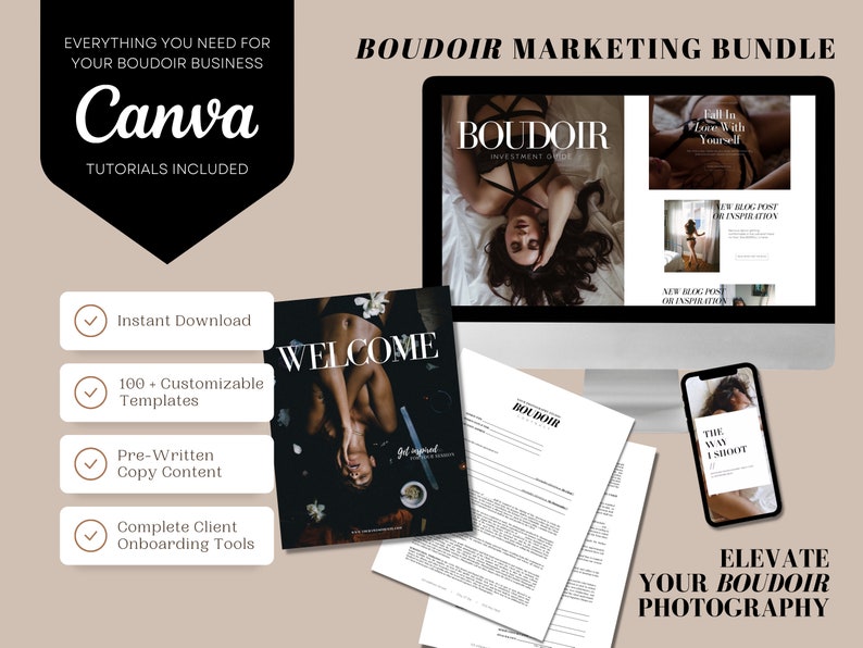 BUNDLE* Boudoir Photography Business Marketing High-end Magazine Style ...