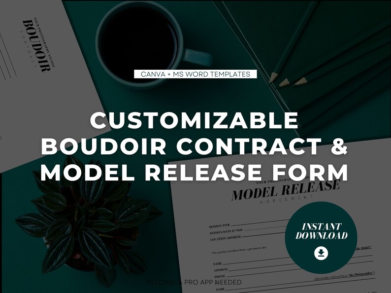Boudoir Contract, Photography Client Model Release Agreement, Legal ...