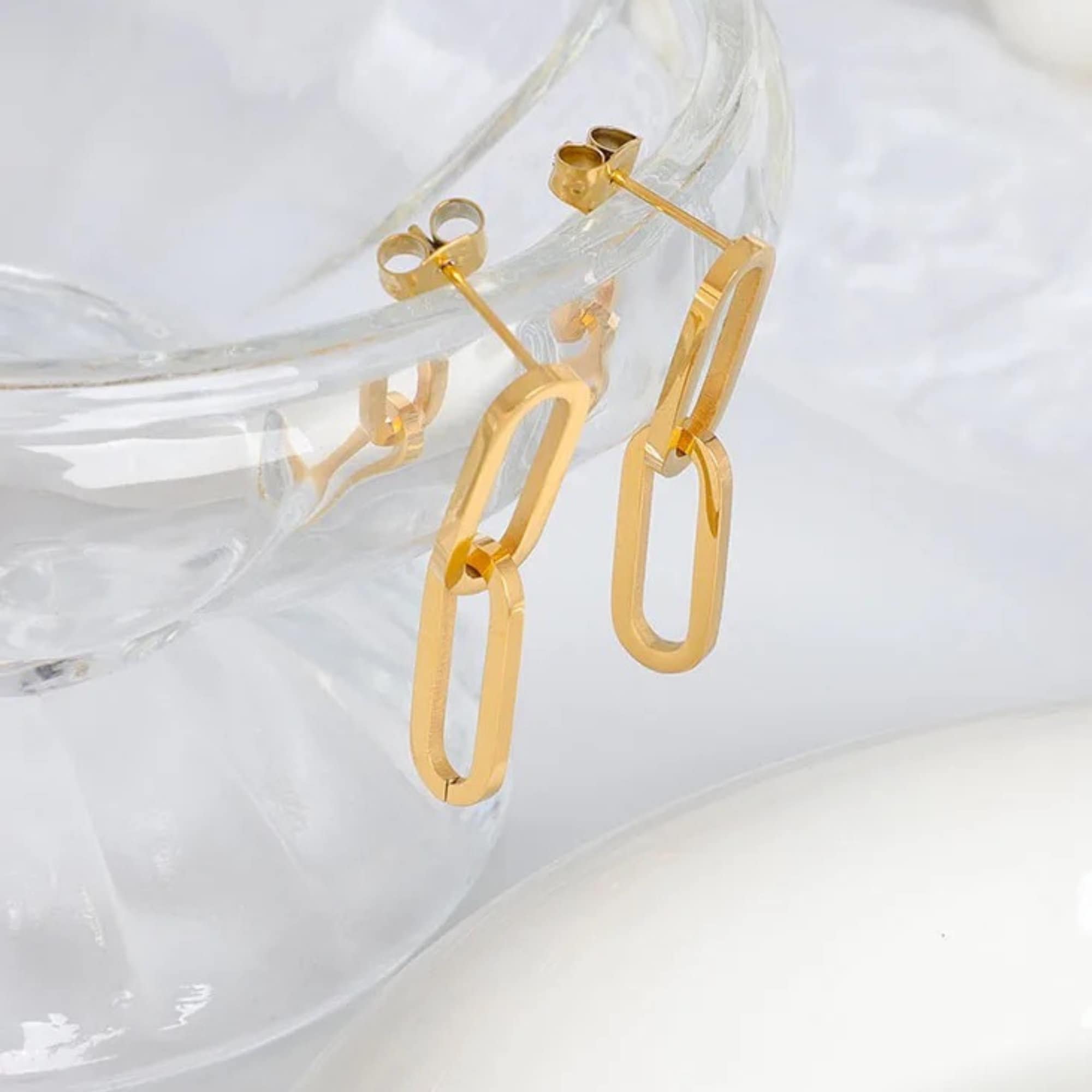 Paperclip Earrings, 18k Gold Plated Earrings, U Shape Paper Clip ...