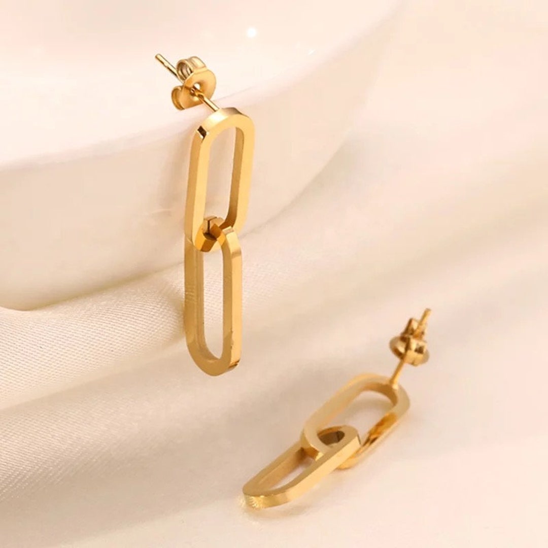 Paperclip Earrings, 18k Gold Plated Earrings, U Shape Paper Clip ...