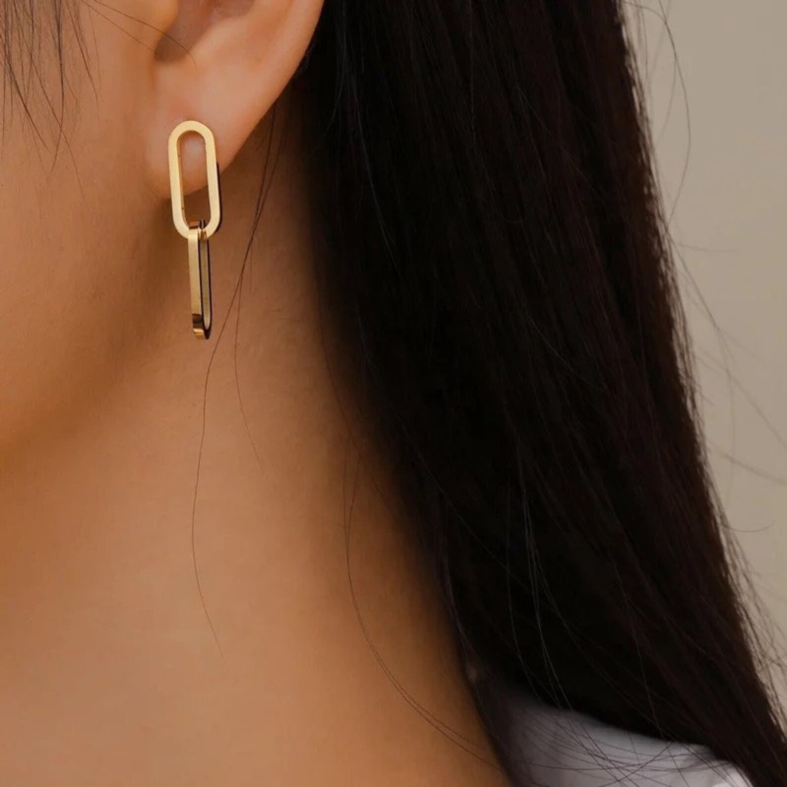 Paperclip Earrings, 18k Gold Plated Earrings, U Shape Paper Clip ...