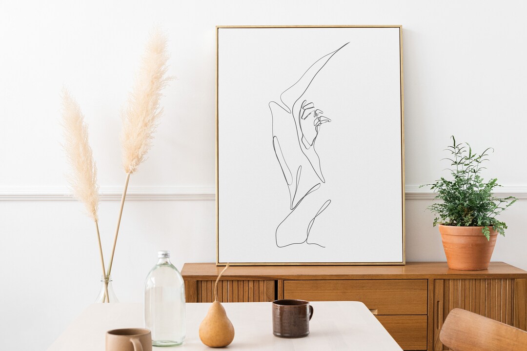 Monolínea, Dibujo de líneas, Arte mural minimalista, Descarga digital ...