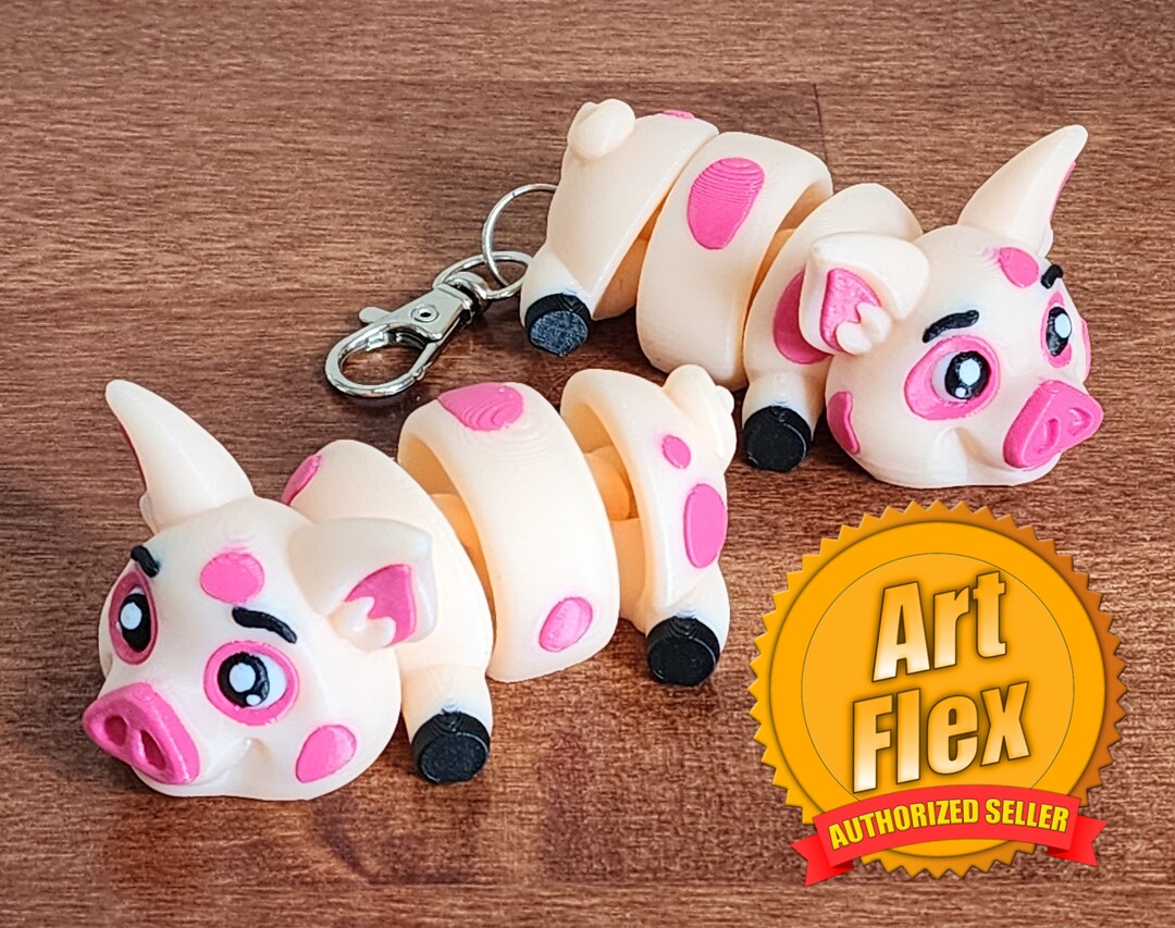 Flexi Pig Keychain | Magnet | Fidget Toy - Etsy