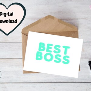 Printable Best Boss Card Instant Download 7x5in Blank Card - Etsy