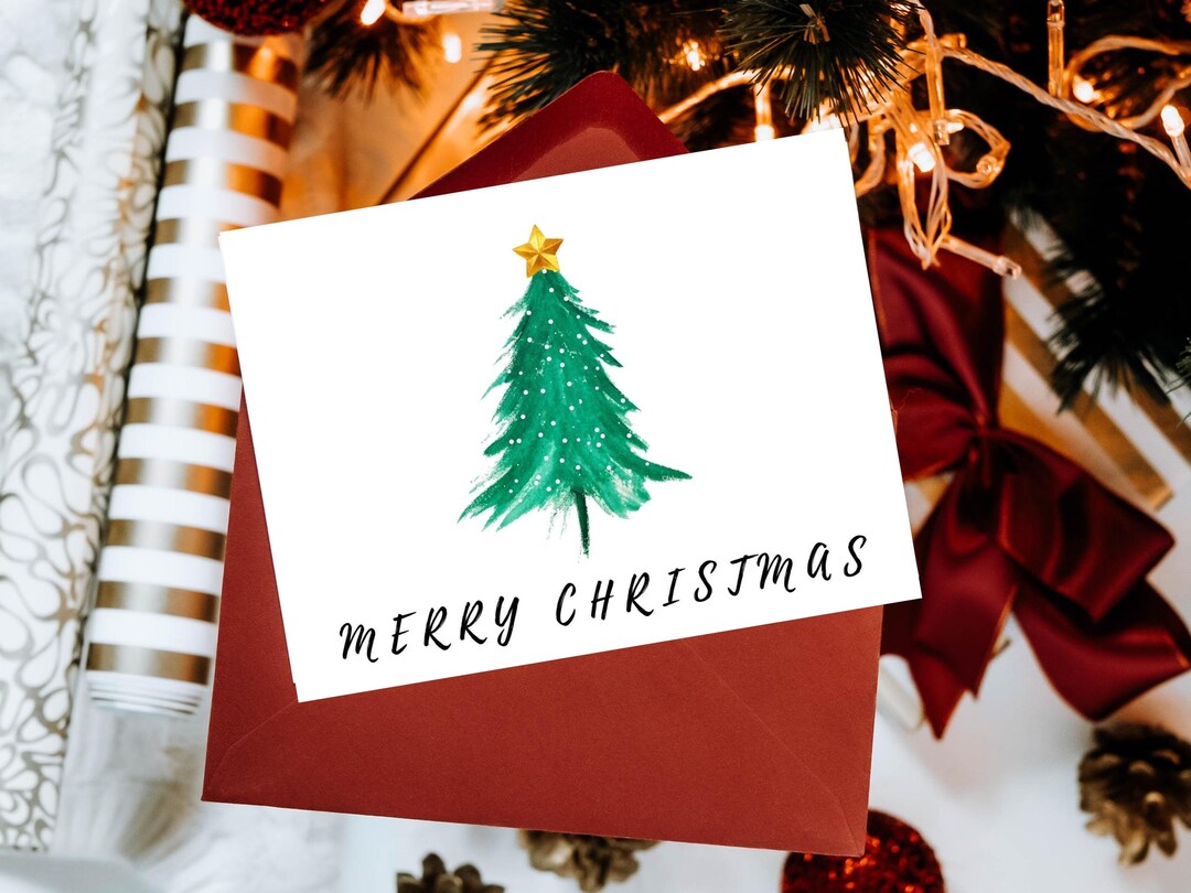Printable Simple Merry Christmas Card - Instant Download 7x5in Blank ...