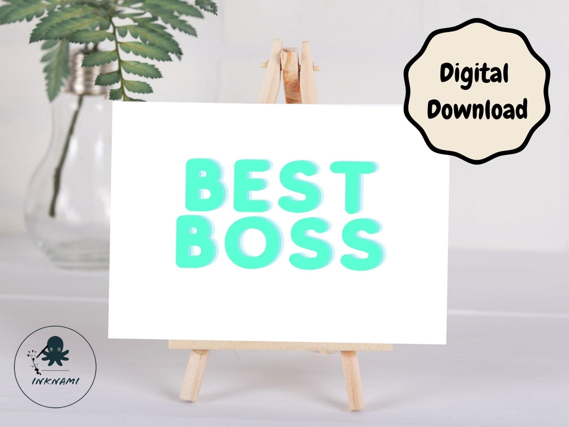 Printable Best Boss Card Instant Download 7x5in Blank Card | Etsy