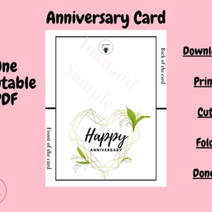 Printable Happy Anniversary Card | Modern Heart Anniversary Card ...