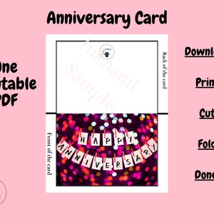 Printable Happy Anniversary Card | Pink & Red Celebration Anniversary ...