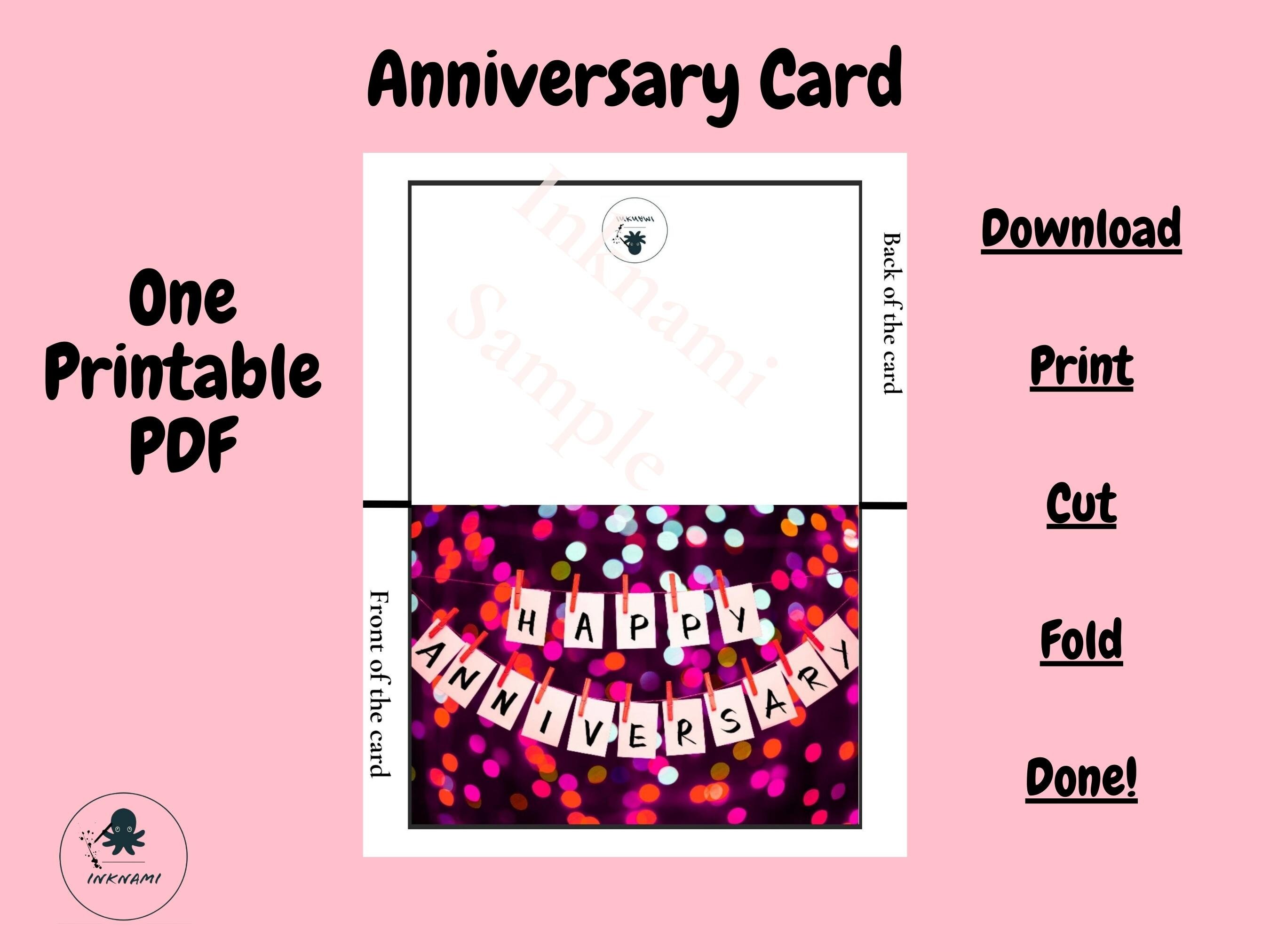 Printable Happy Anniversary Card | Pink & Red Celebration Anniversary ...