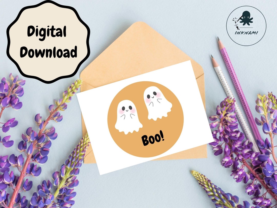 Printable Happy Halloween Card - Instant Download 7x5in Blank Card ...