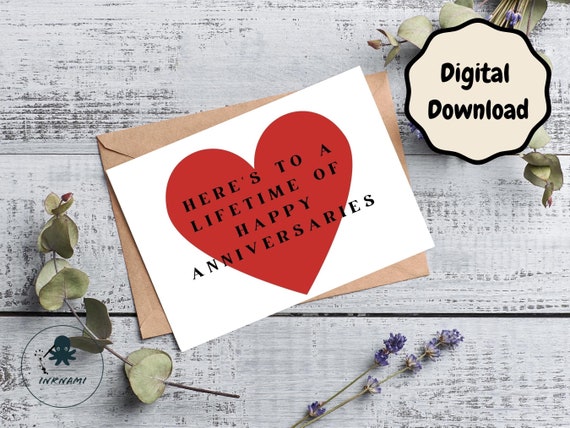 Printable Happy Anniversary Heart Card Sentimental - Etsy