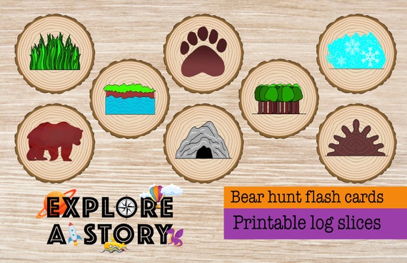 Flashcard Log Slices Linked to Bear Hunt. Settings and Story | Etsy