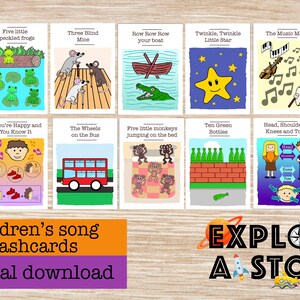 Children's Song Flash Cards. Nursery Rhyme. New Vocabulary. Preschool ...
