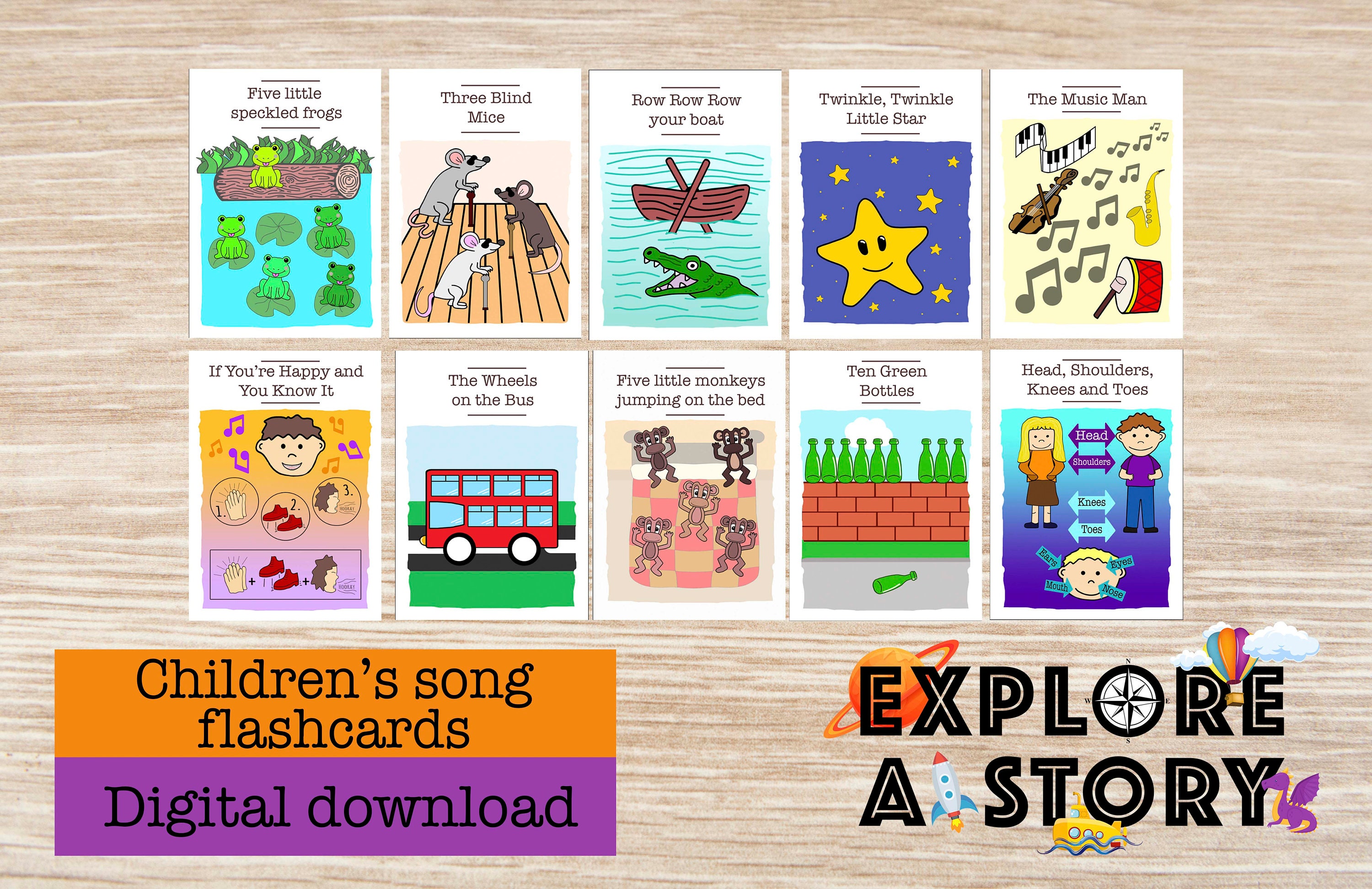 Children's Song Flash Cards. Nursery Rhyme. New Vocabulary. Preschool ...