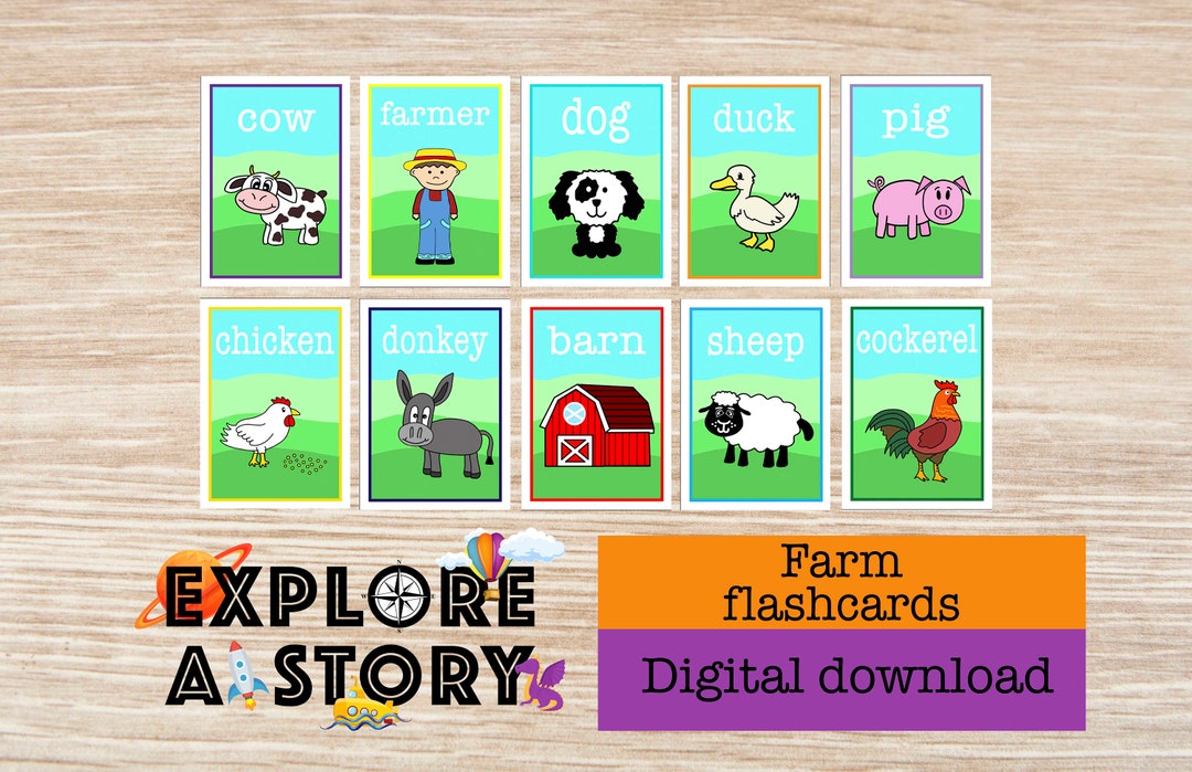 Farm Animals Flash Cards. Montessori. Preschool and Toddler Education ...