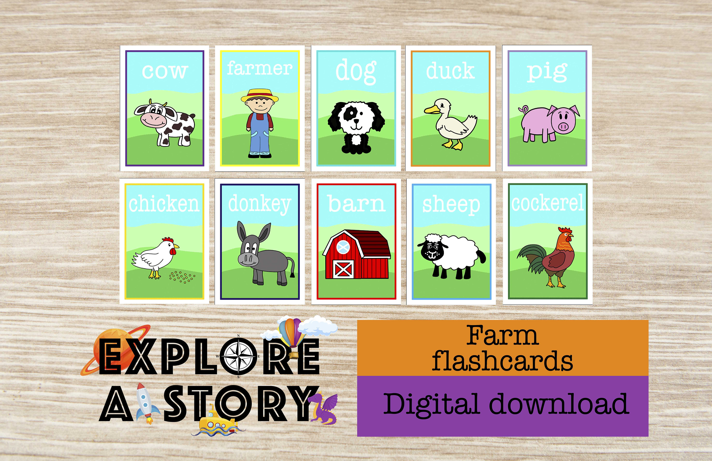 Farm Animals Flash Cards. Montessori. Preschool and Toddler Education ...
