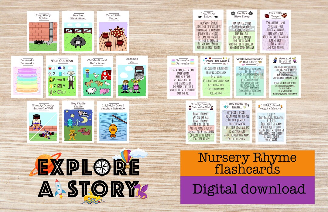 Nursery Rhyme Flash Cards. Children's Song. New Vocabulary. Preschool ...