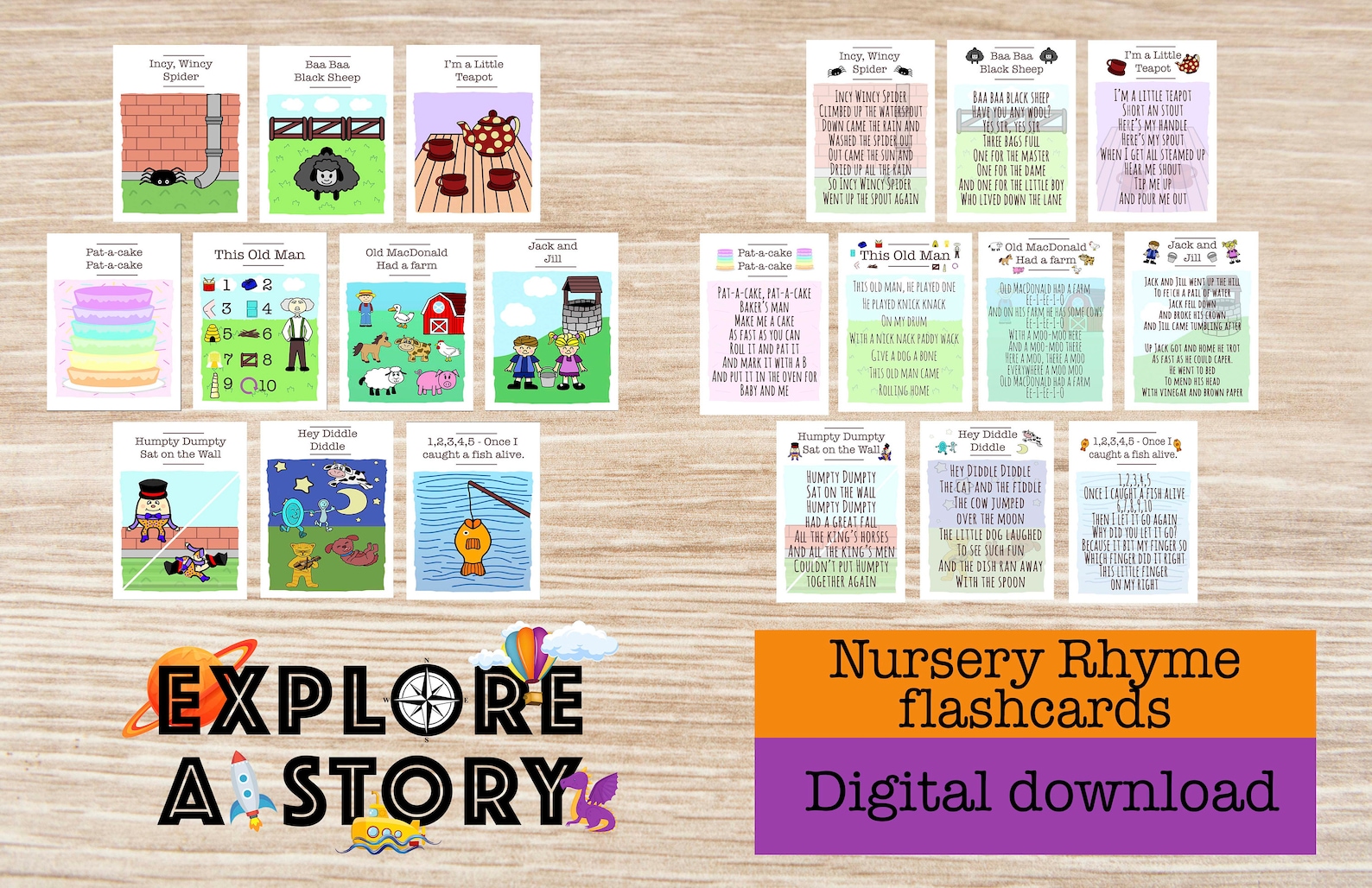 Nursery Rhyme Flash Cards. Children's Song. New Vocabulary. Preschool ...