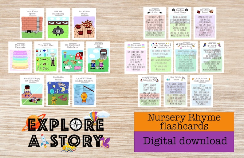 Nursery Rhyme Flash Cards. Children's Song. New Vocabulary. Preschool ...