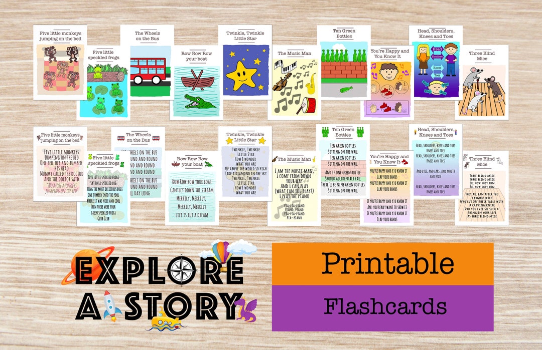 Children's Song Flash Cards. Nursery Rhyme. New Vocabulary. Preschool ...