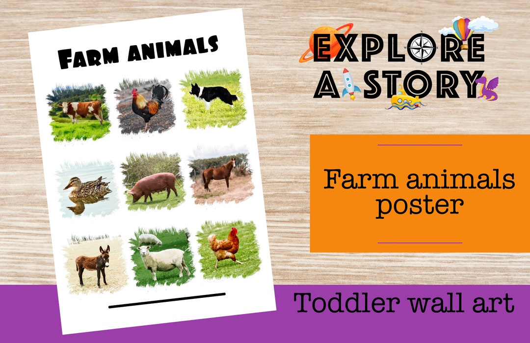 Farm Animals Poster, Montessori Poster, Kids Room Decor, Educational ...