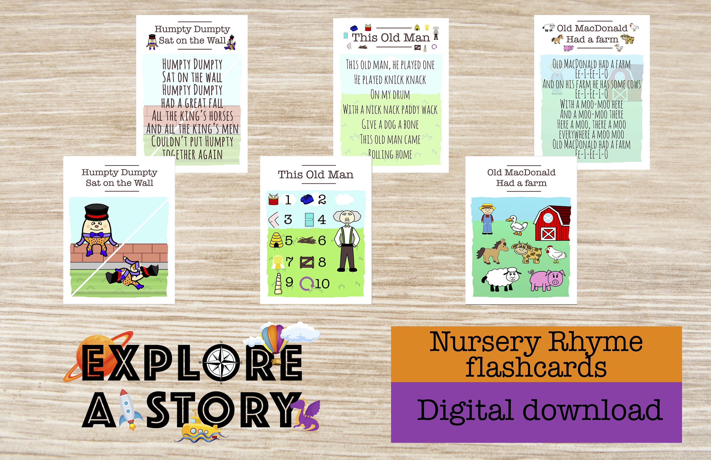 Nursery Rhyme Flash Cards. Children's Song. New Vocabulary. Preschool ...