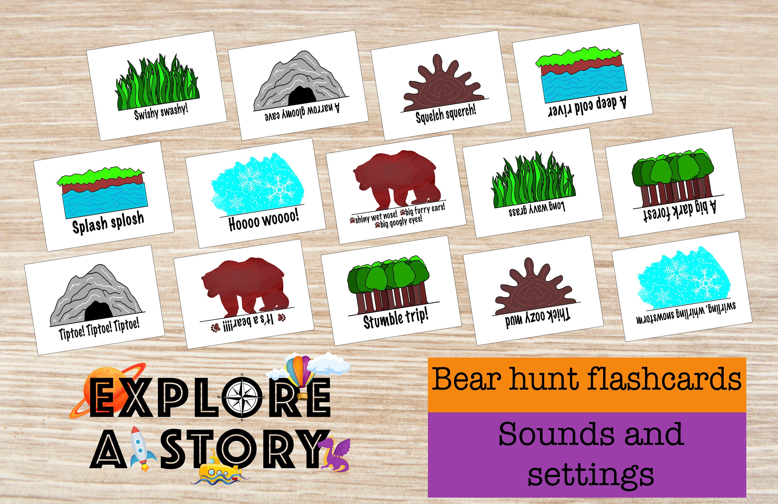 Flashcards Linked to Bear Hunt. Settings and Story Sequencing Cards ...