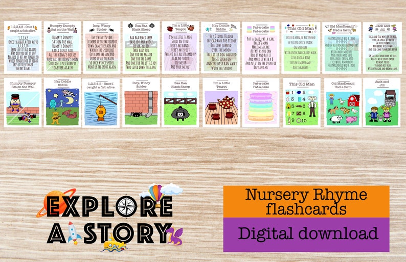 Nursery Rhyme Flash Cards. Children's Song. New Vocabulary. Preschool ...