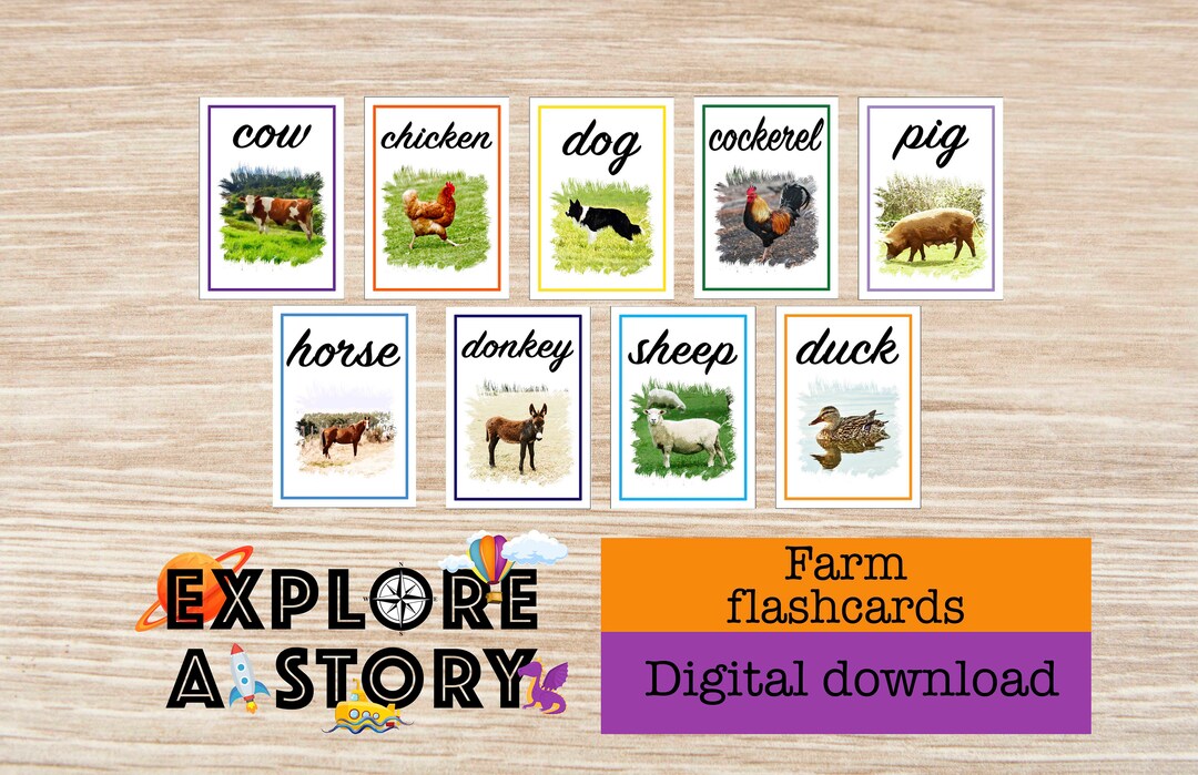 Farm Animals Flash Cards. Montessori. Preschool and Toddler Education ...
