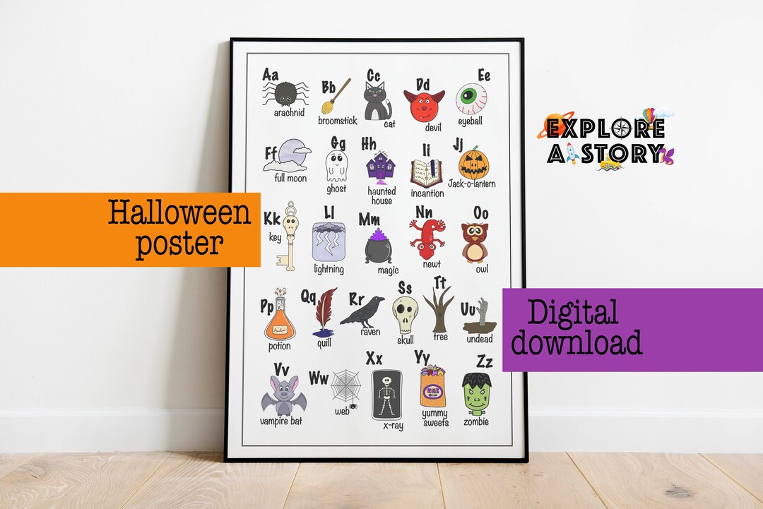 Halloween Decor, Halloween Alphabet Poster, Homeschooling, Halloween ...
