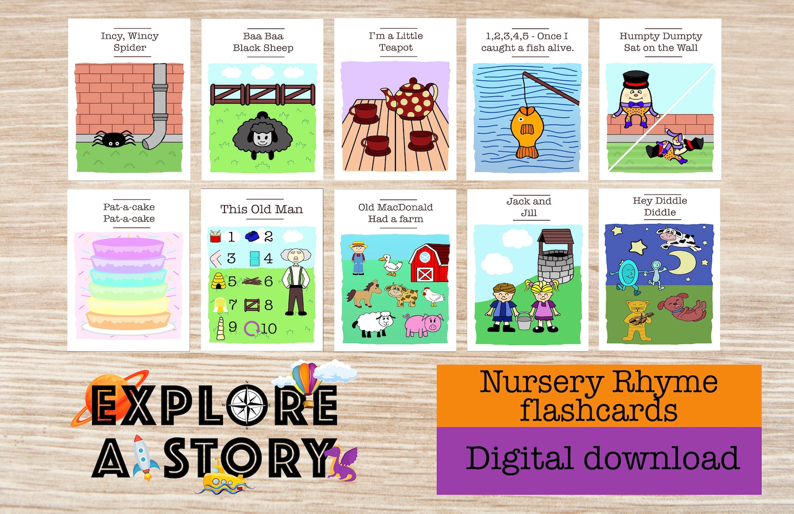 Nursery Rhyme Flash Cards. Children's Song. New Vocabulary. Preschool ...