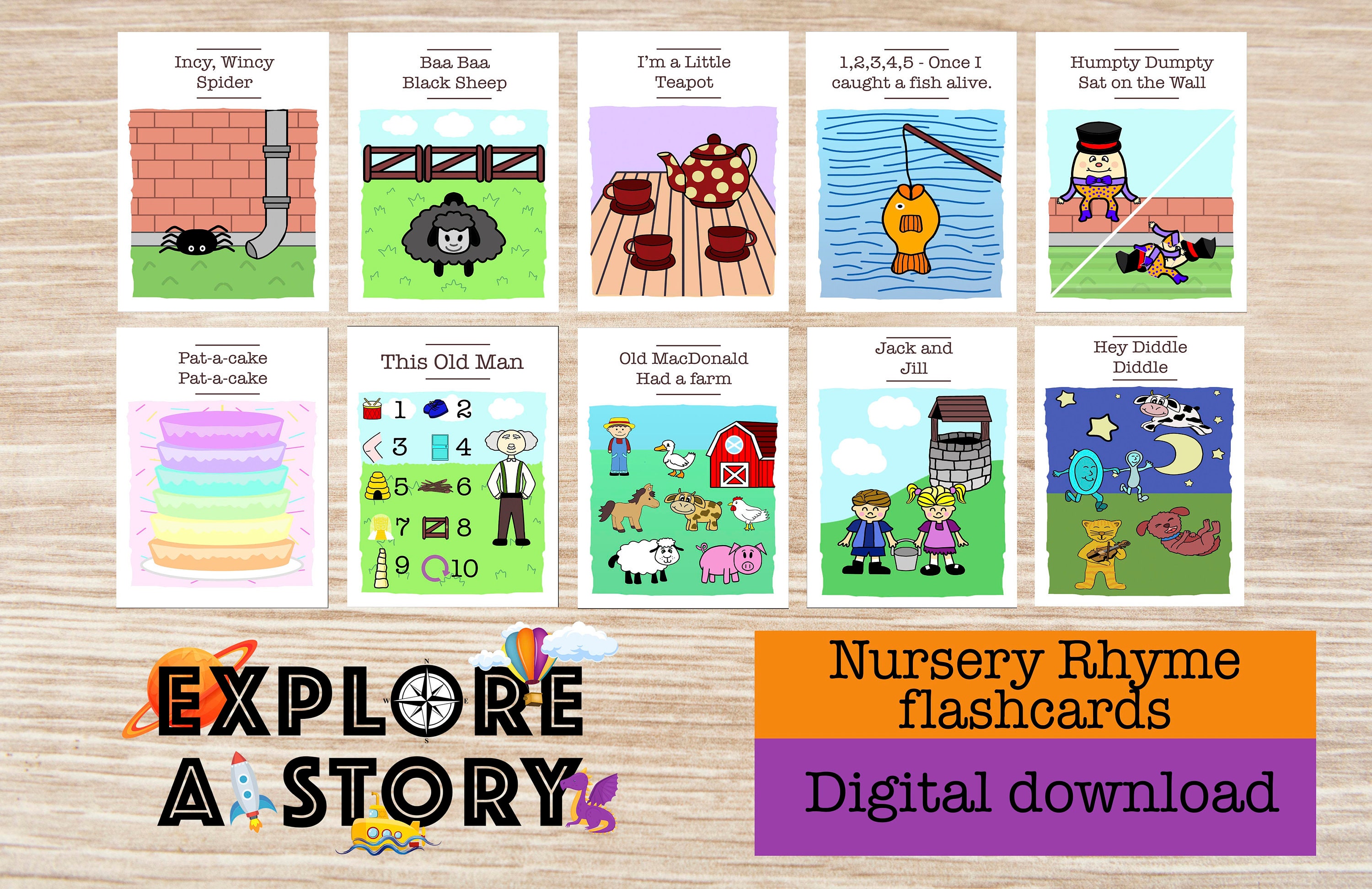 Nursery Rhyme Flash Cards. Children's Song. New Vocabulary. Preschool ...