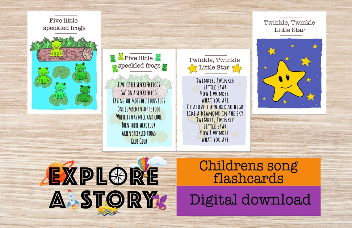 Children's Song Flash Cards. Nursery Rhyme. New Vocabulary. Preschool ...