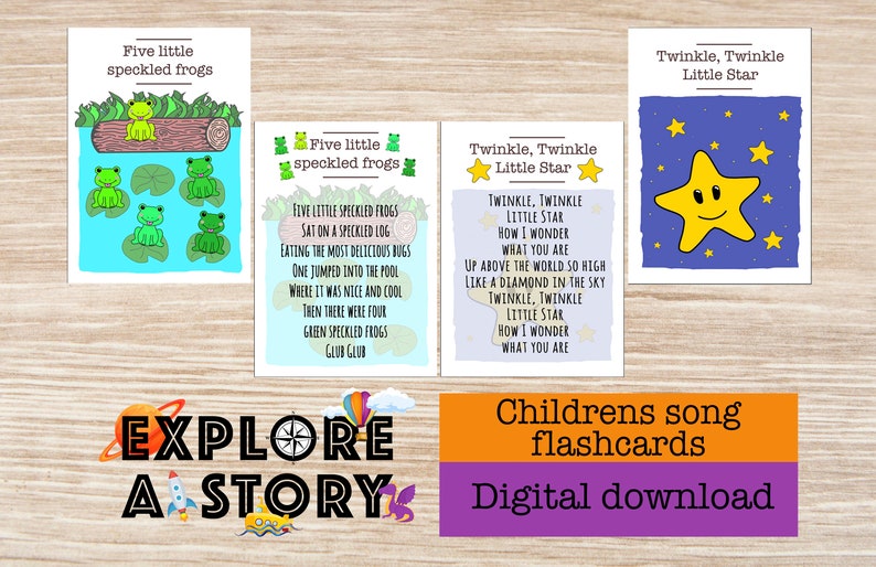 Children's Song Flash Cards. Nursery Rhyme. New Vocabulary. Preschool ...