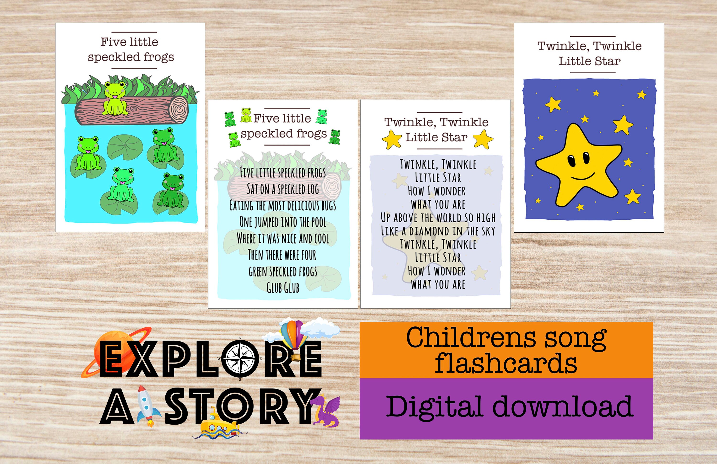 Children's Song Flash Cards. Nursery Rhyme. New Vocabulary. Preschool ...