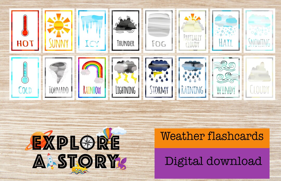 Weather Flash Cards. New Vocabulary. Learning Word Meaning. Preschool ...