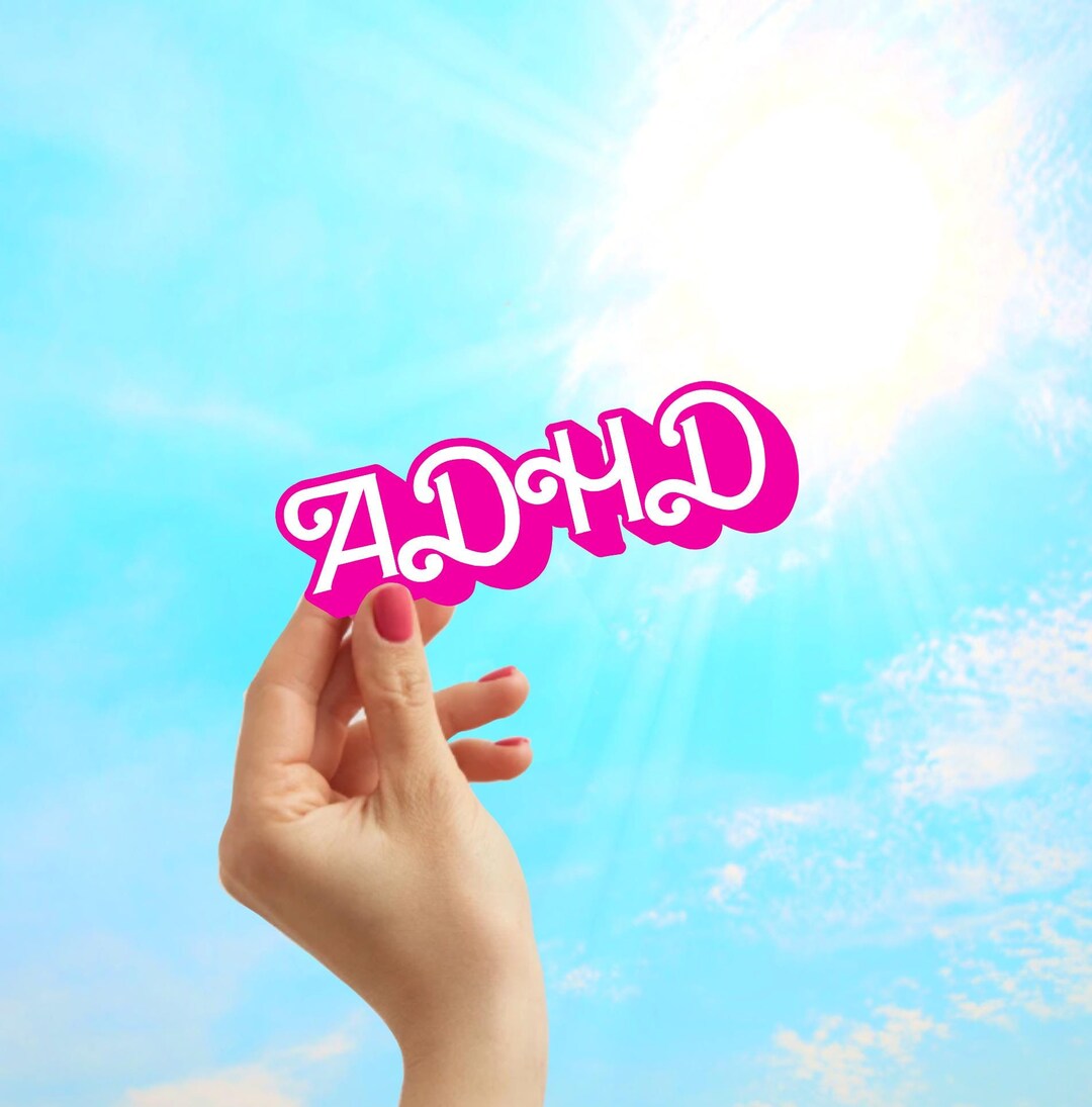 ADHD Sticker - Neon Pink Mental Health Sticker - Etsy