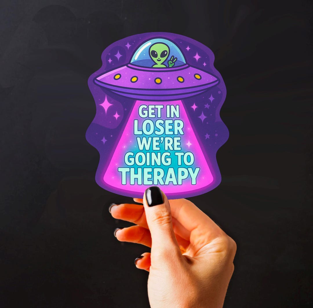 Alien UFO Therapy Sticker: Mental Health Humor - Etsy