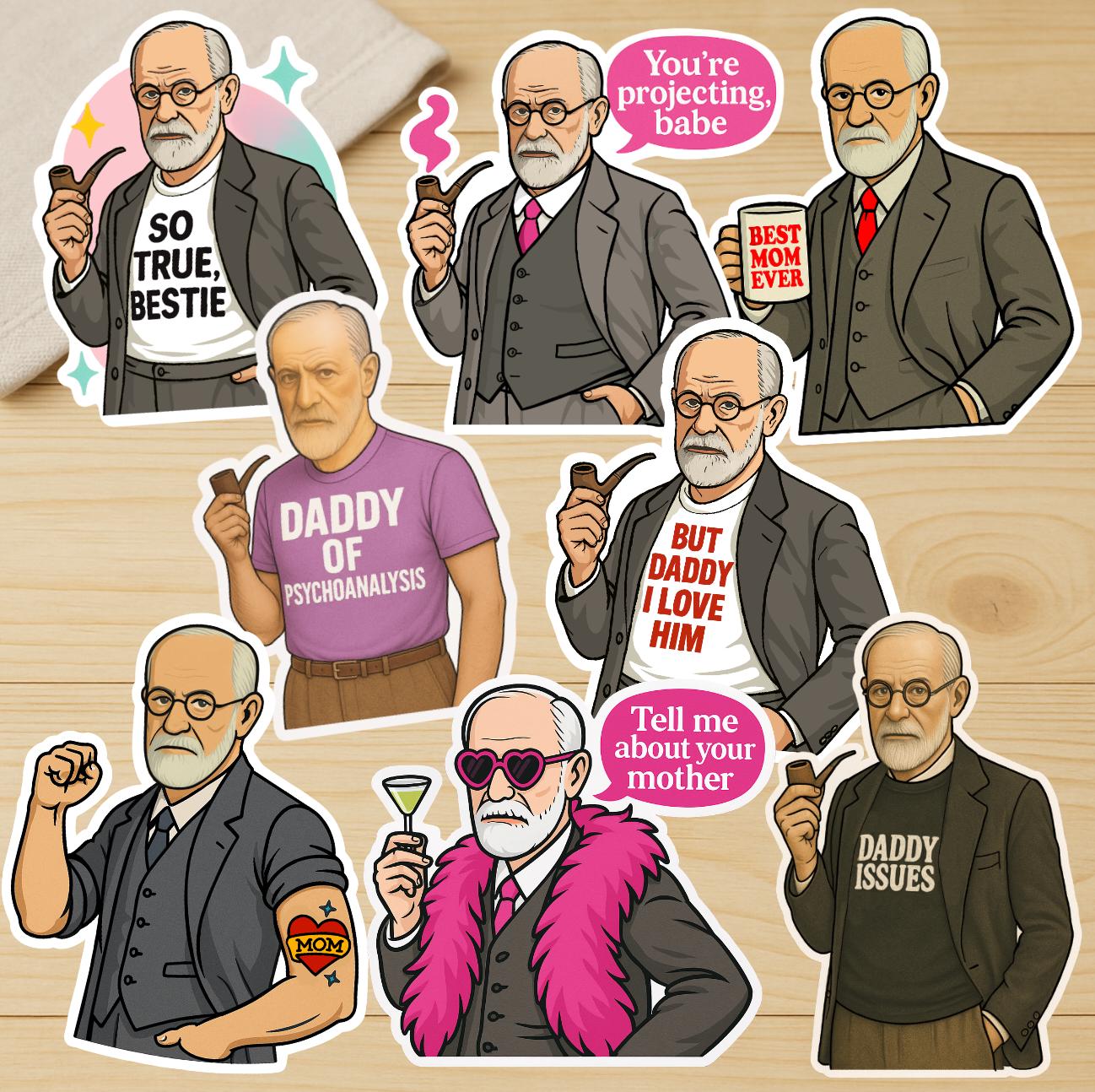 Father Figure Funny Freud Sticker Bundle: Psychology Humor Stickers - Etsy