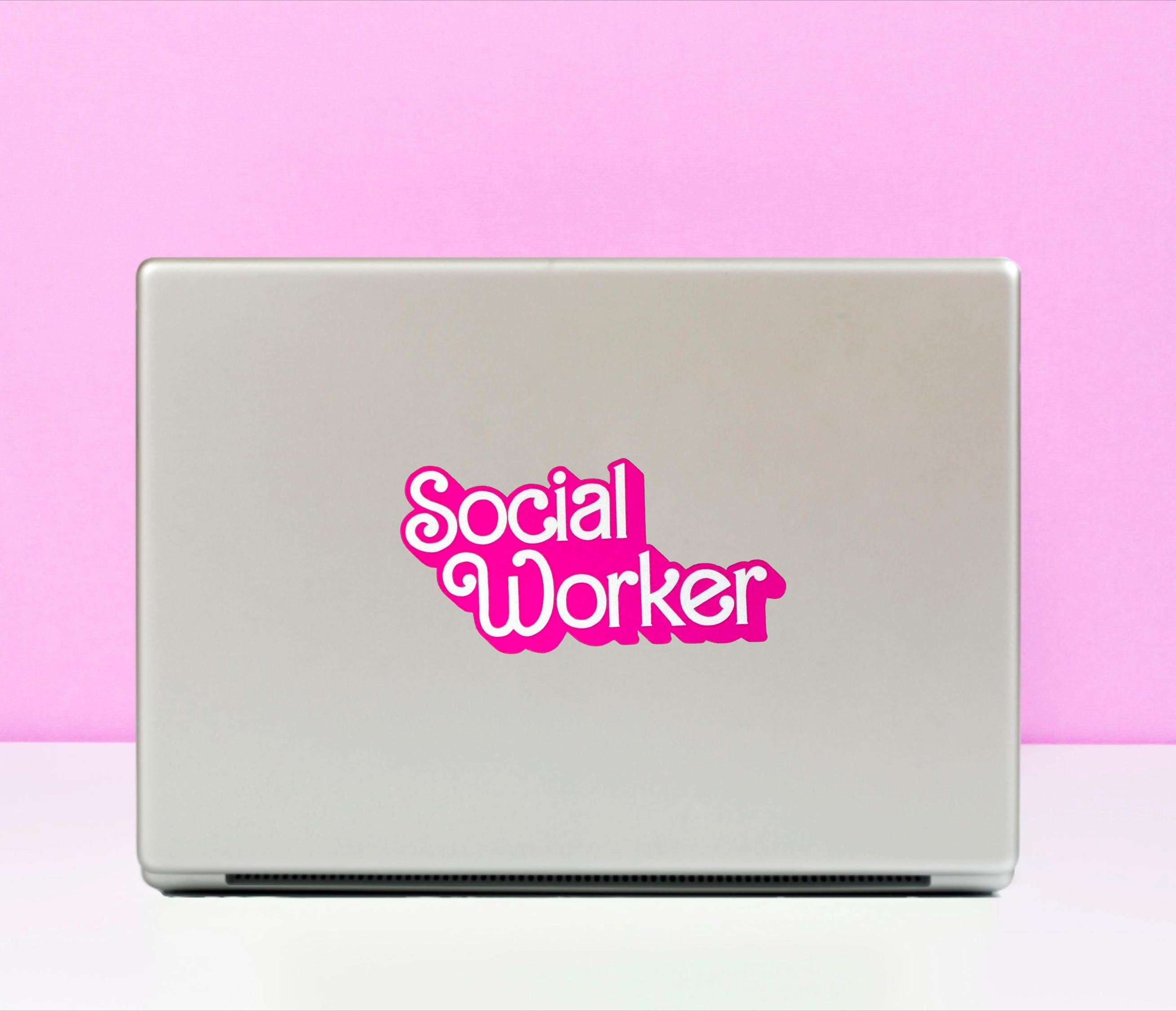 Social Worker Sticker: Pink Vinyl Decal, LCSW MSW Gift - Etsy