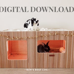 DIGITAL DOWNLOAD PLANS for Luxury Bunny Cubby | Rabbit Cat Home Base ...