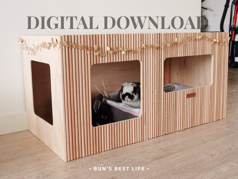 DIGITAL DOWNLOAD PLANS for Luxury Bunny Cubby | Rabbit Cat Home Base ...