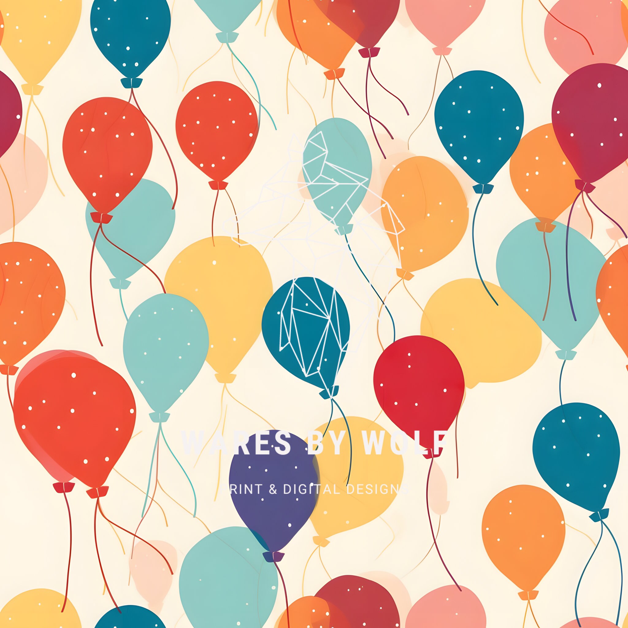 Birthday Balloons Digital Paper, Balloons Seamless Pattern, Balloons ...