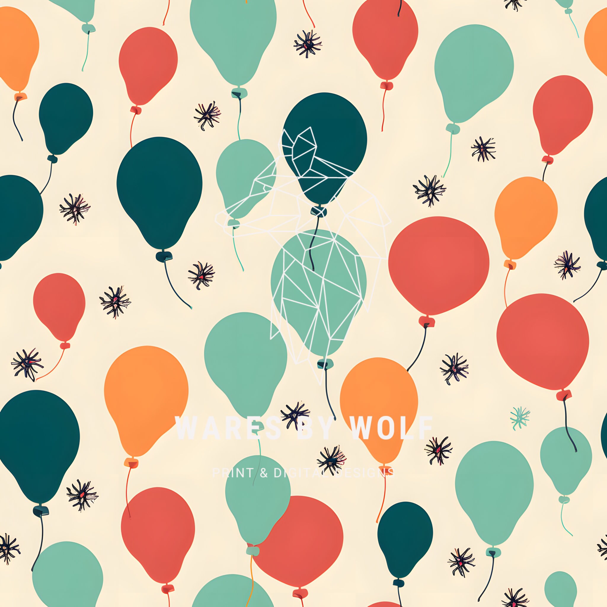 Birthday Balloons Digital Paper, Balloons Seamless Pattern, Balloons ...